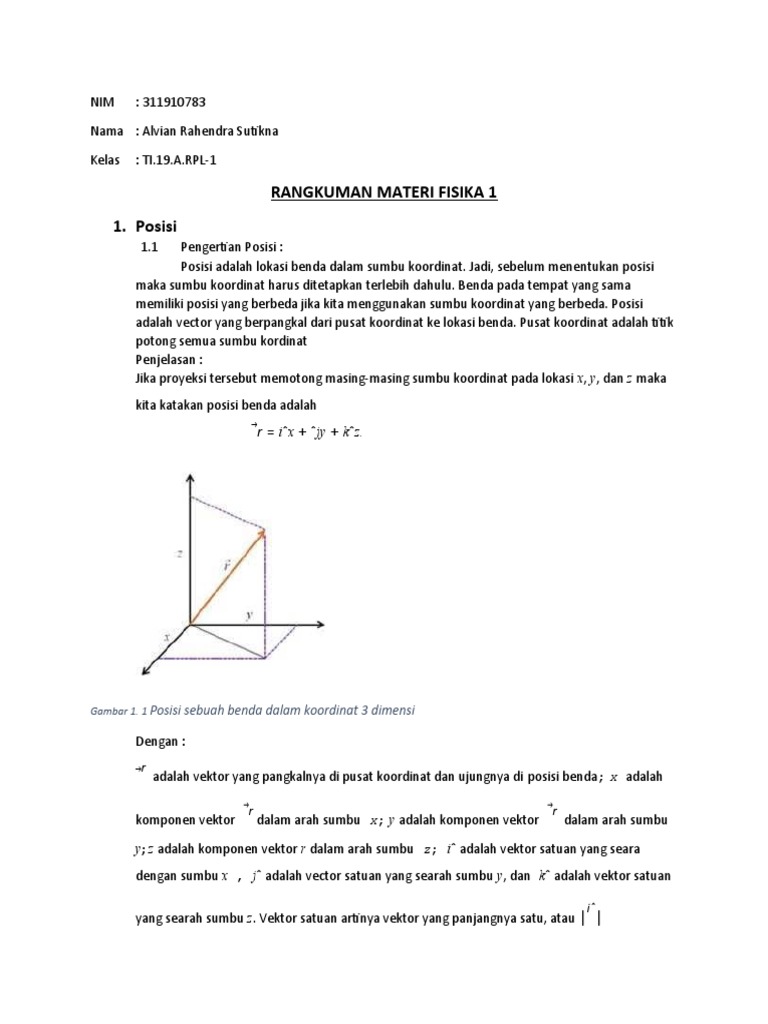 Rangkuman Materi Fisika 1 - Alvian Rahendra Sutikna - 311910783 - TI.19.A.RPL-1 | PDF