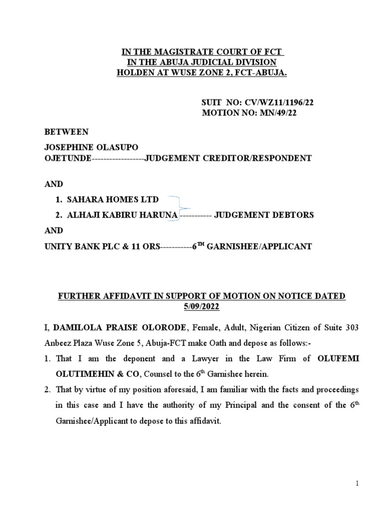 Further Affidavit To Set Aside | PDF | Judgment (Law) | Affidavit