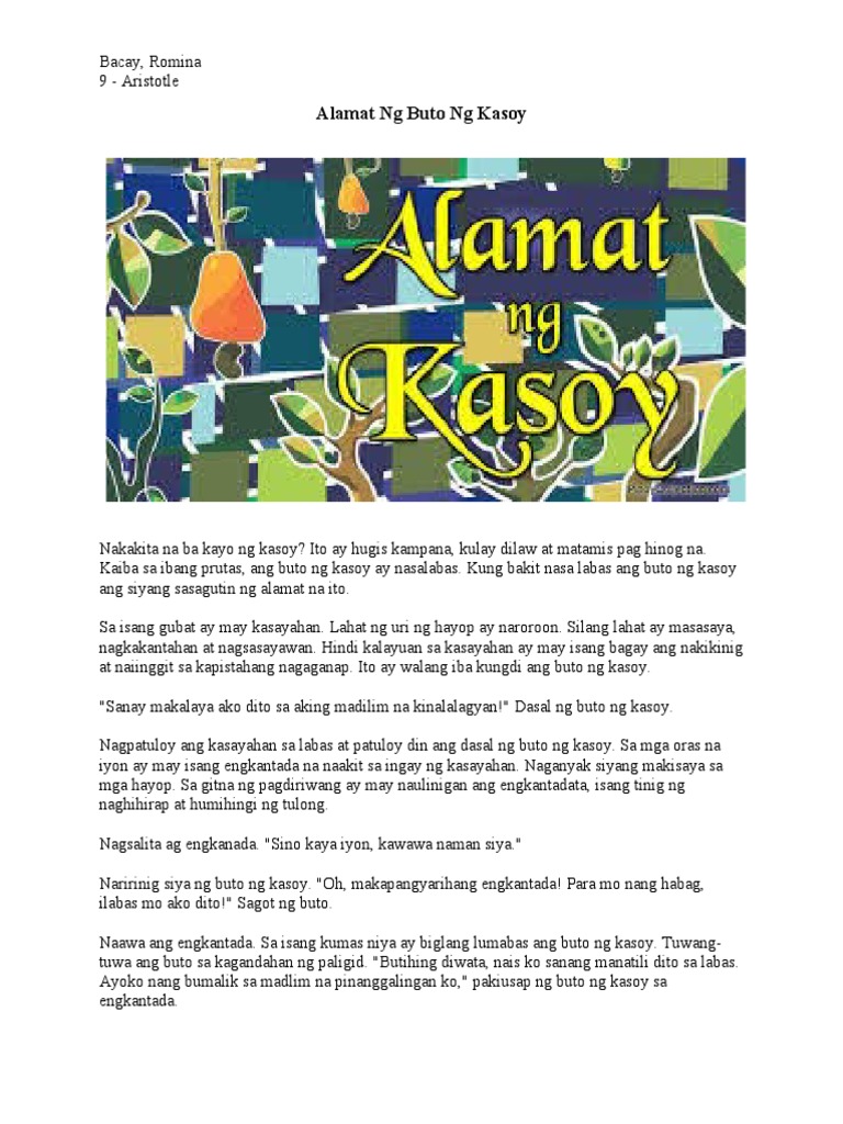 Alamat NG Buto NG Kasoy | PDF