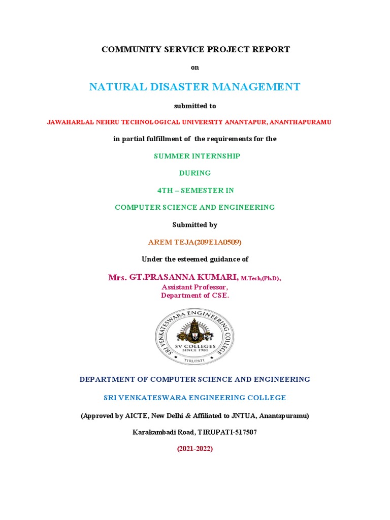 Natural Disaster Management: Community Service Project Report | PDF ...
