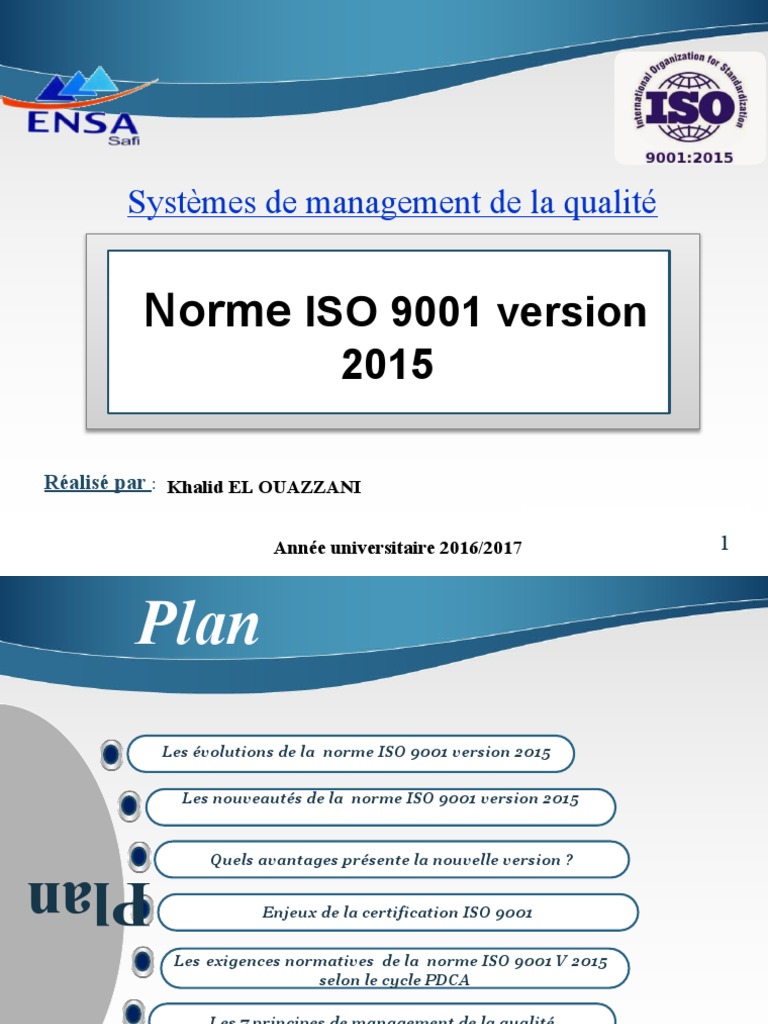 présentartion iso9001v2015 | PDF | Système de management de la qualité ...
