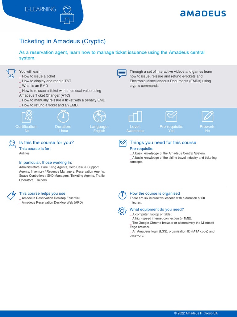Amadeus Training Course 3035084100 | PDF