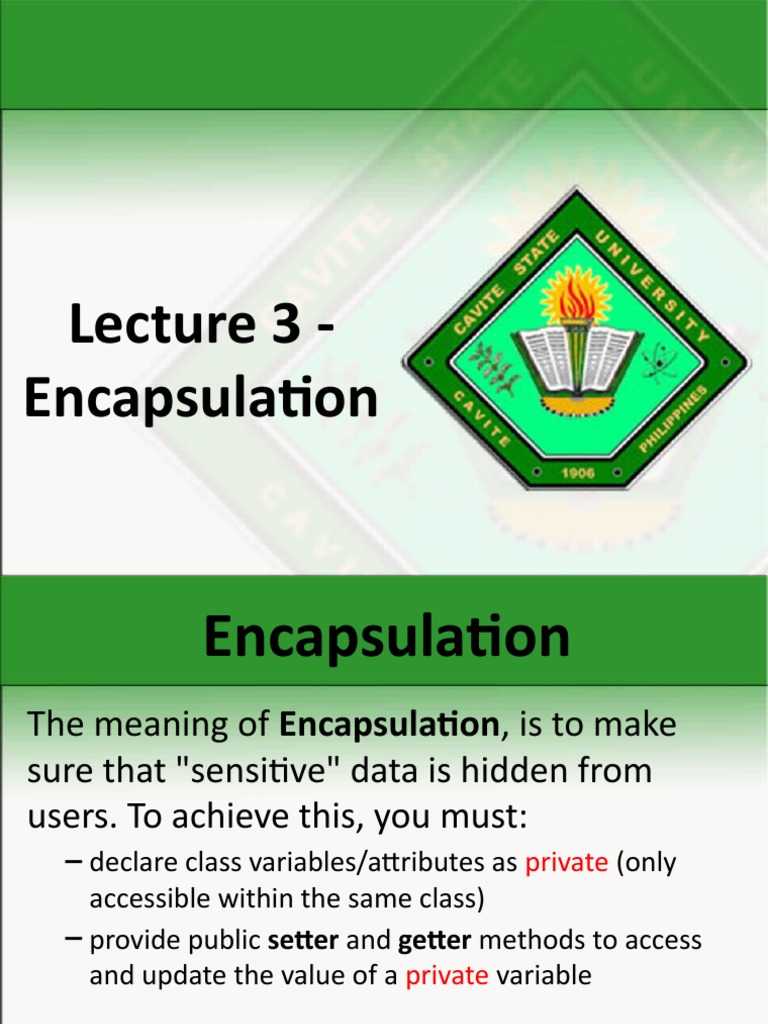 Lecture 3 Encapsulation Pdf Class Computer Programming Method Computer Programming