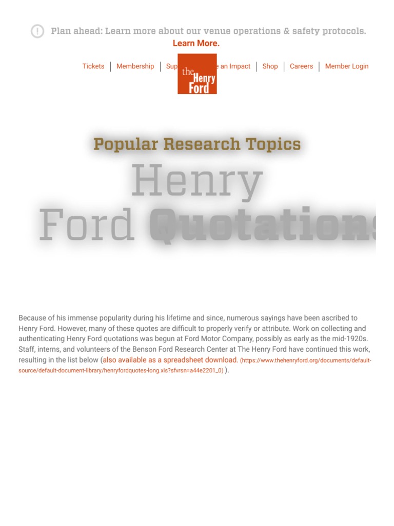 Authentic Henry Ford Quotations | PDF | Consumerism | Goods