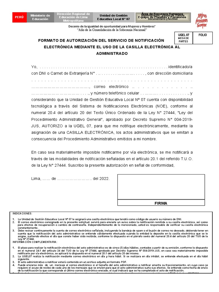 Formato Autorizacion de Notificacion Electronica | PDF