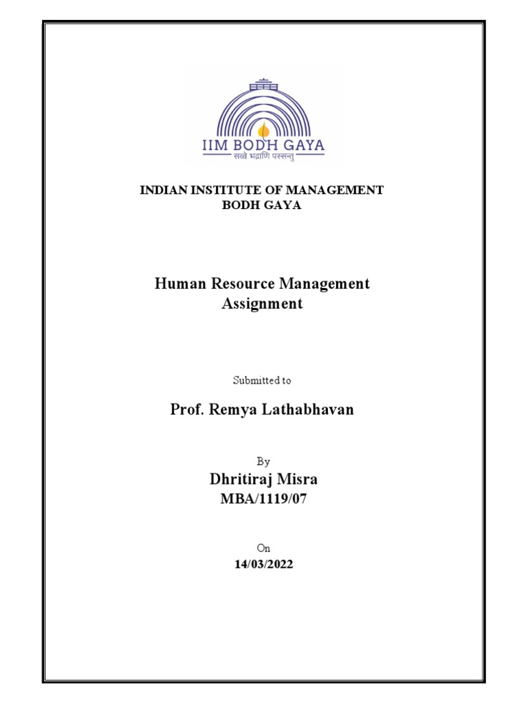 1119 - Dhritiraj Misra - HRM - Assignment 2 | Download Free PDF ... 1119 - Dhritiraj Misra - HRM - Assignment 2 | Download Free PDF ...