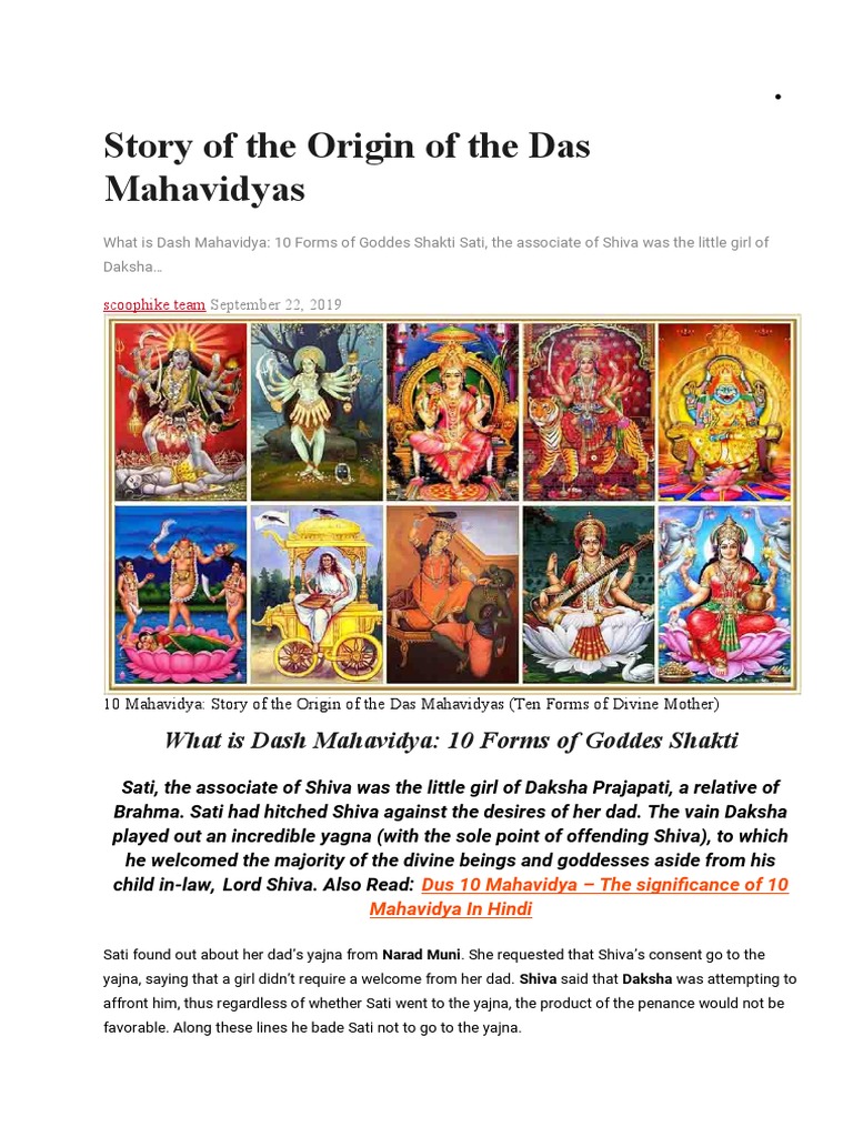 Story of The Origin of The Das Mahavidyas | PDF | Kali | Devi