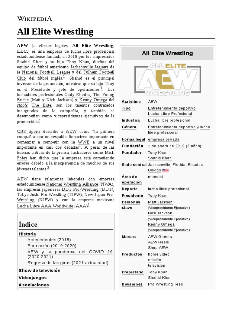 All Elite Wrestling | PDF | Deportes y Entretenimiento | Lucha profesional