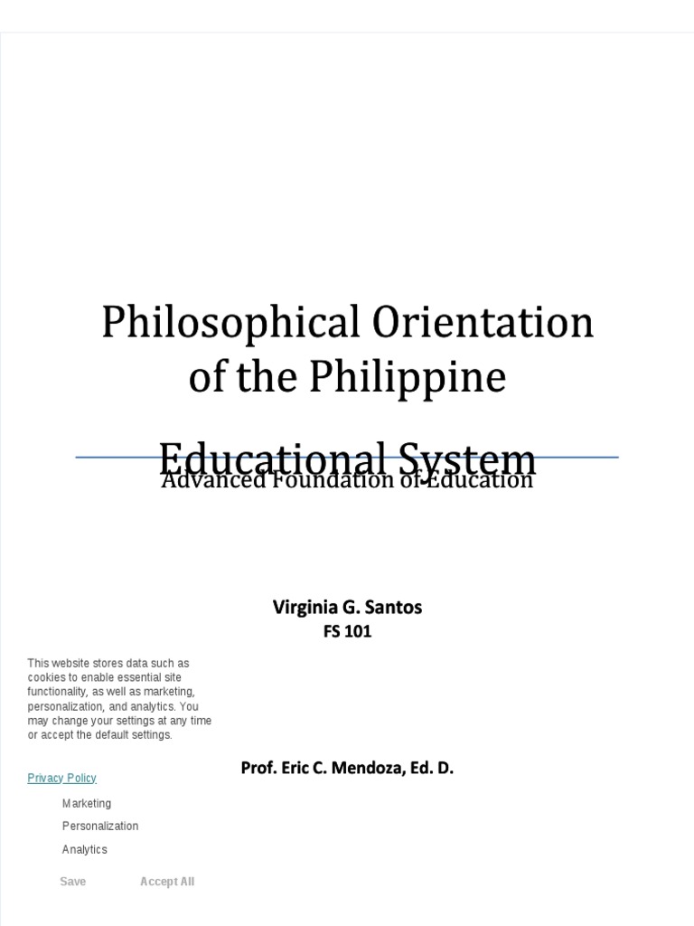 PDF Philosophical Orientation of The Philippine Educational System - Compress | PDF | Philippines