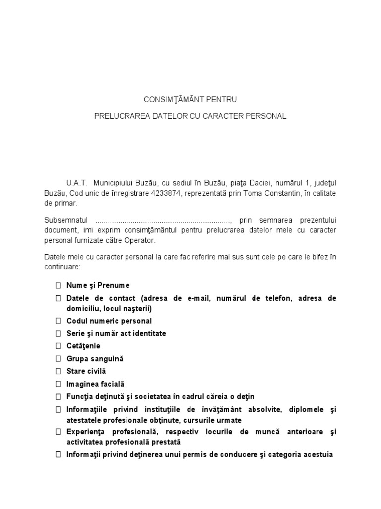 Consimtamant GDPR | PDF