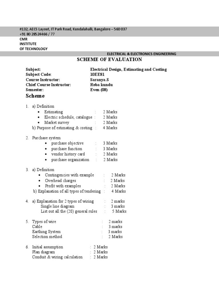 Scheme of Evaluation | PDF