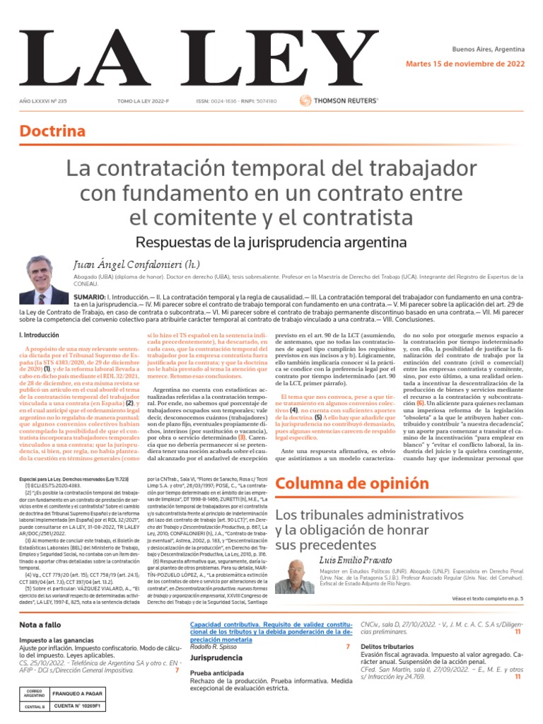 La Contratación Temporal Del Trabajador Con Fundamento en Un Contrato ...