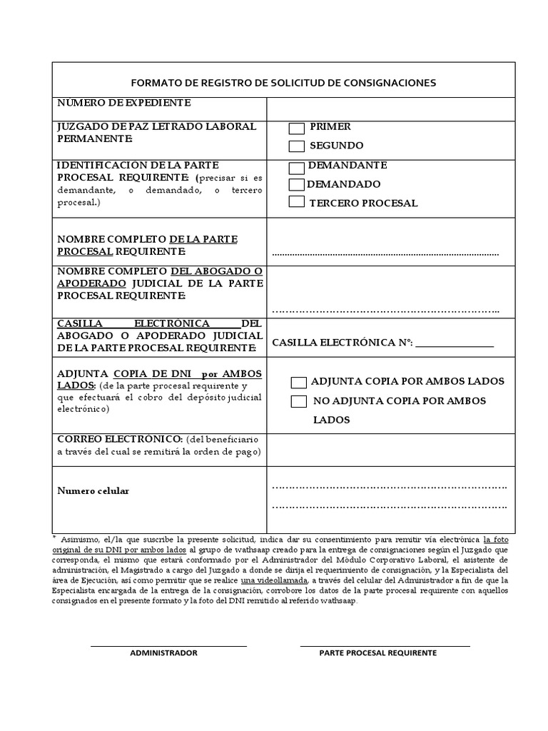 Formato de Solicitud de Consignaciones | PDF | Gobierno | Justicia