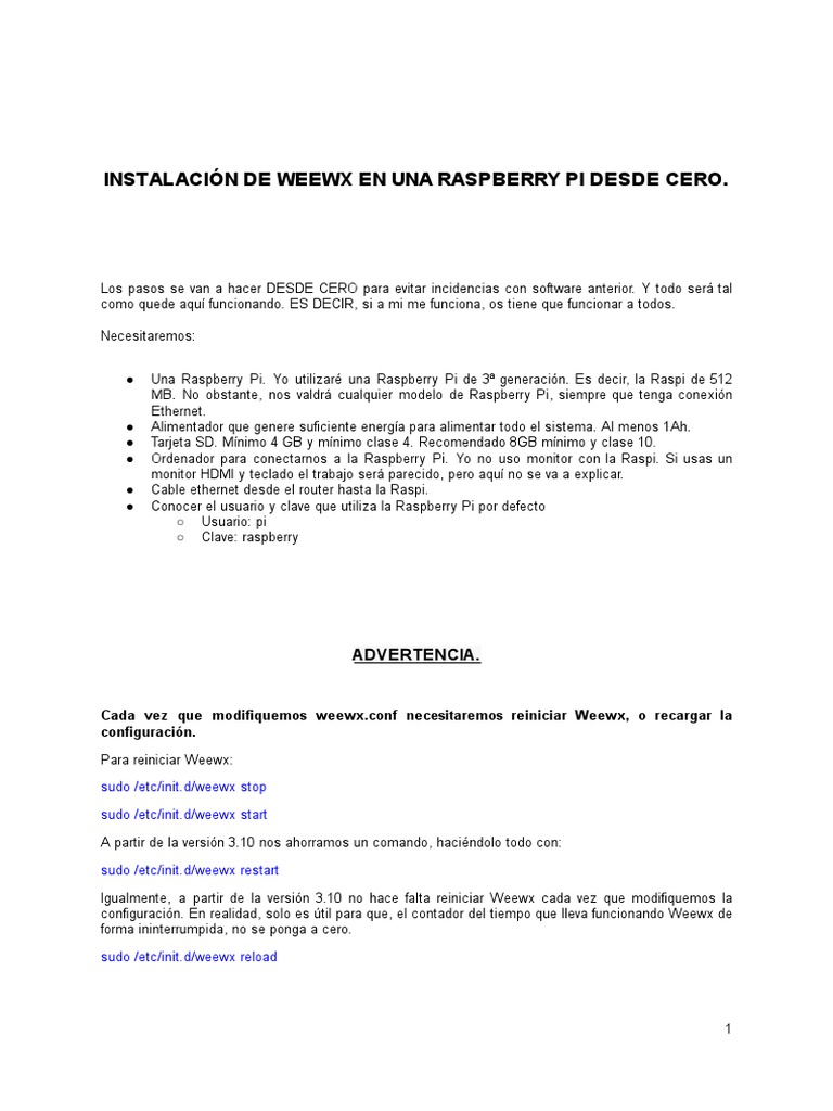 Obsoleto - Instalación de Weewx Desde Cero en Raspberry Pi | PDF | Dirección IP | Raspberry Pi