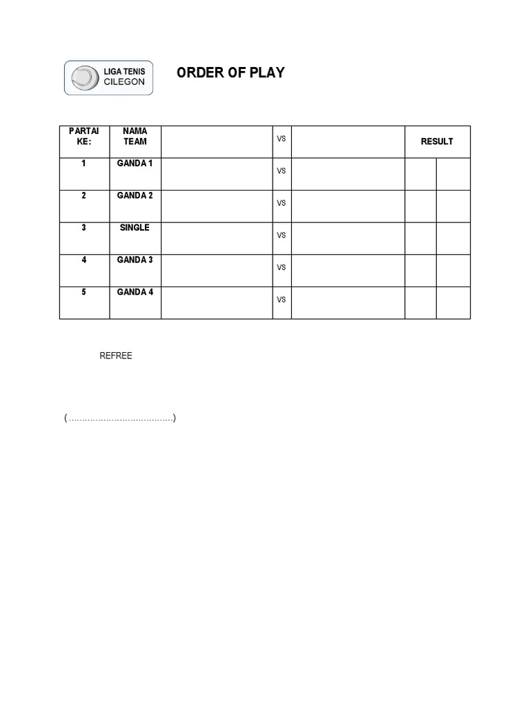 Order of Play | PDF