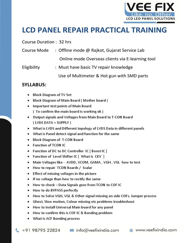 LCD Panel Repair Training Course | PDF | Technology & Engineering
