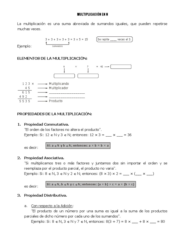 Propiedades de La Multiplicación | PDF | Multiplicación | Epistemología ...