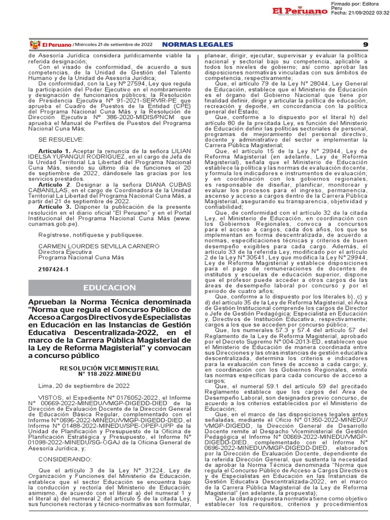 Aprueban La Norma Tecnica Denominada Norma Que Regula El Co Resolucion Vice Ministerial N 118 ...