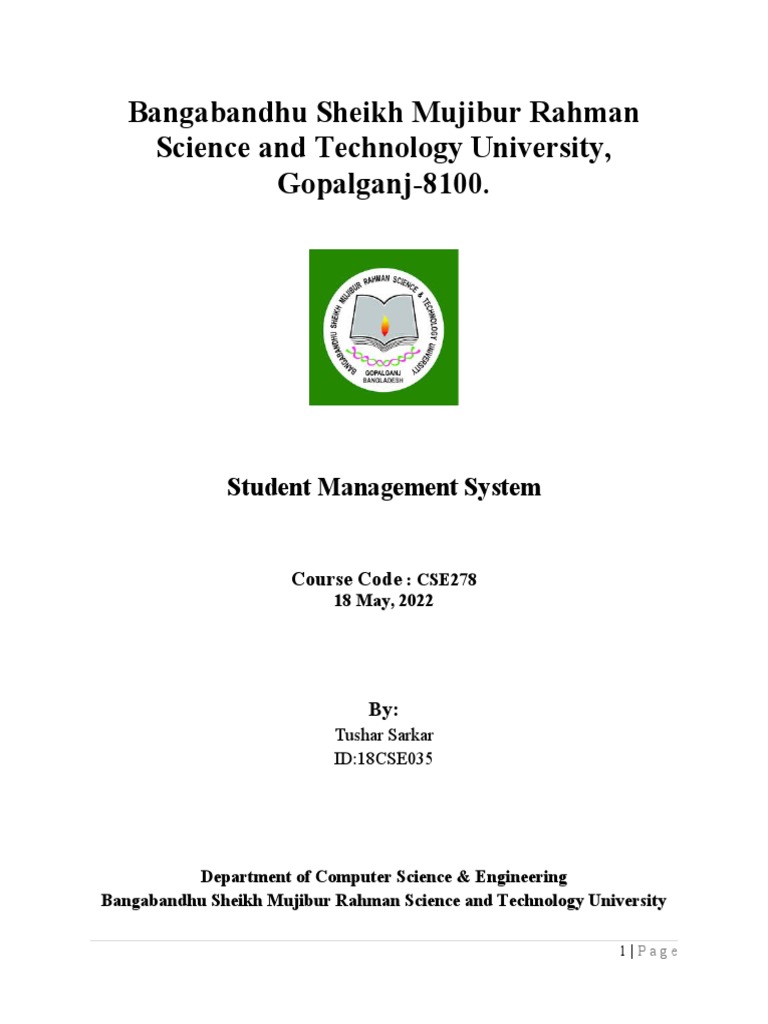 18CSE035 Report Student Management System | PDF | Java (Programming ...
