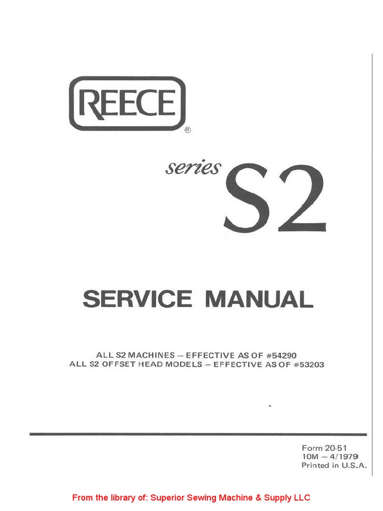 Reece S2 Instruction Manual | PDF | Screw | Equipment