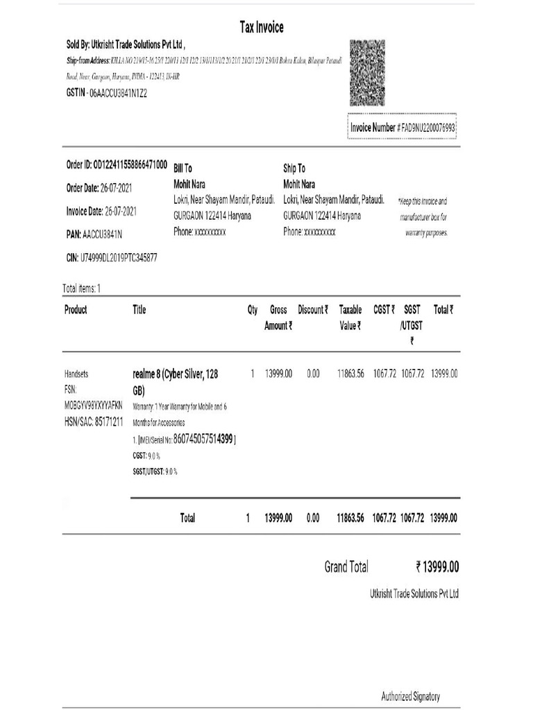 Imgtopdf - Bill Flipkart | PDF