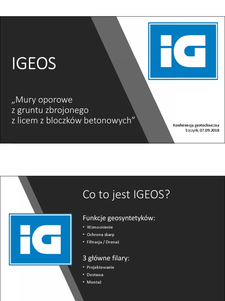 Prezentacja IGEOS Mury Oporowe Z Gruntu Zbrojonego Z Licem Z Bloczków ...