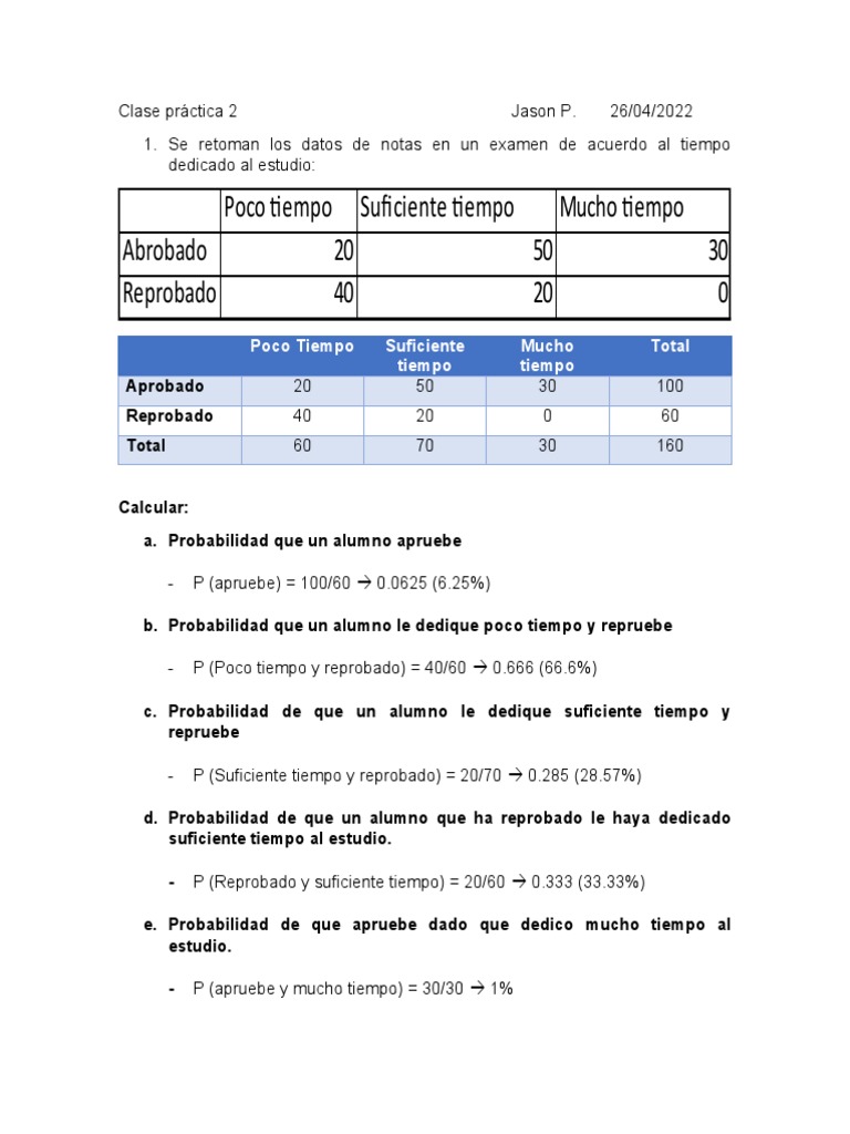 Clase Practica 2 - Jason P | PDF | Probabilidad | Matemáticas