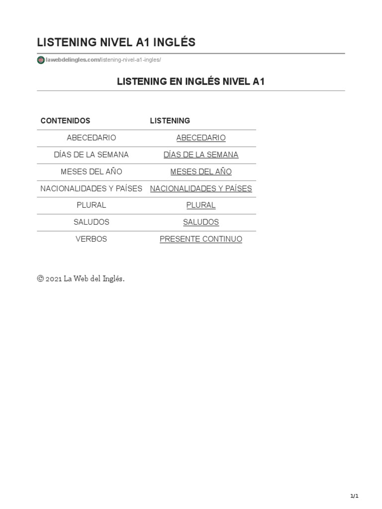 A1 - Listening | PDF