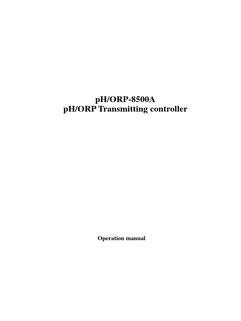 pH/ORP-8500A Operation Manual | PDF | Ph | Sensor