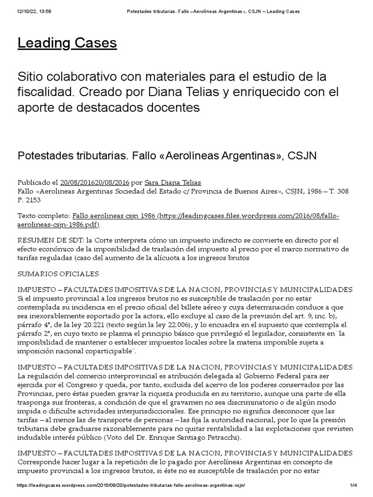 Impuestos y Aerolíneas: Fallo CSJN | PDF | Impuestos | Constitución