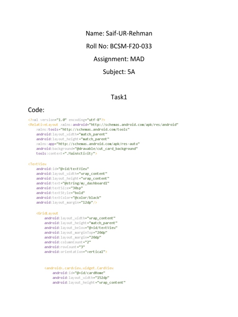 Saif (bcsm-f20-033) Mad Assign1 | PDF | Android (Operating System) | Mobile App