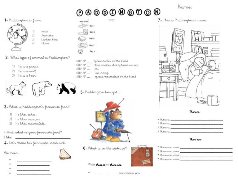 Paddington Movie Worksheet | PDF | Paddington Bear | Food And Drink ...