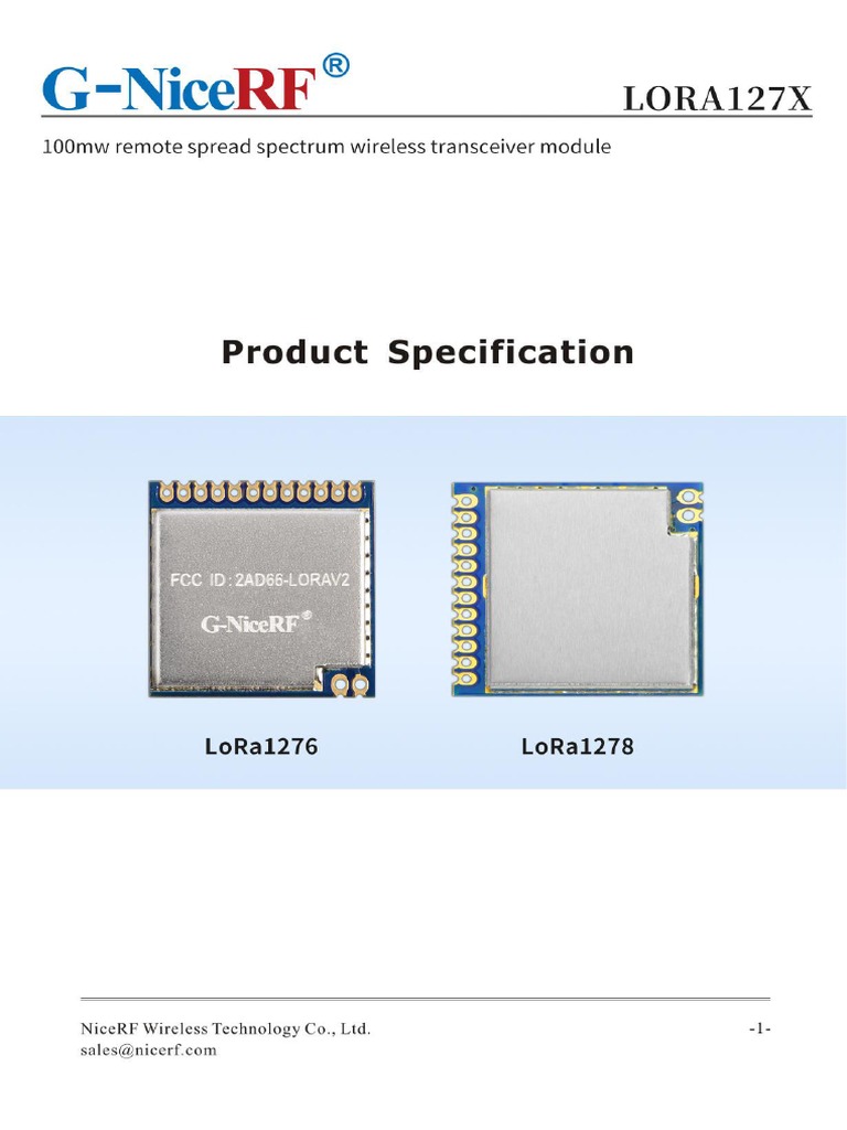 LoRa127X 100mW LoRa Wireless Transceiver Module V3.0 | PDF