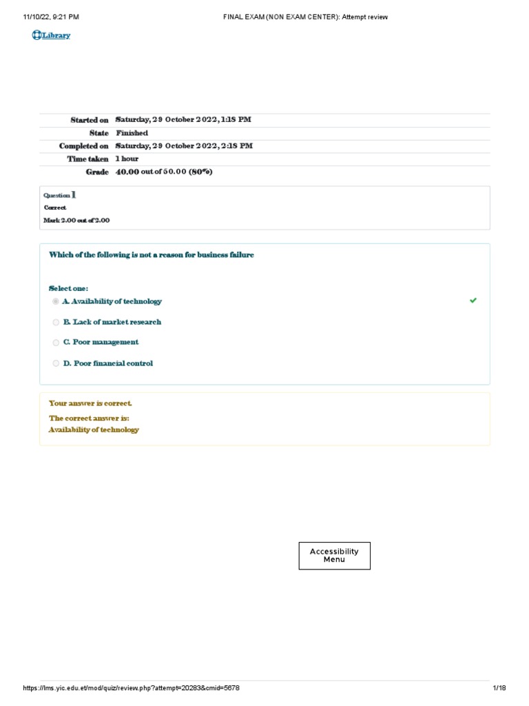 Eed Final Exam (Non Exam Center) - Attempt Review | PDF | Entrepreneurship | Business Process