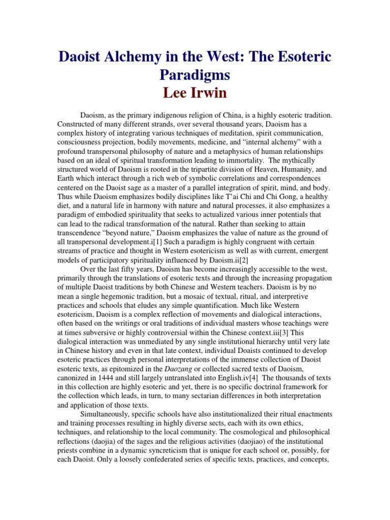 Daoist Alchemy in The West The Esoteric Paradigms | PDF | Western ...