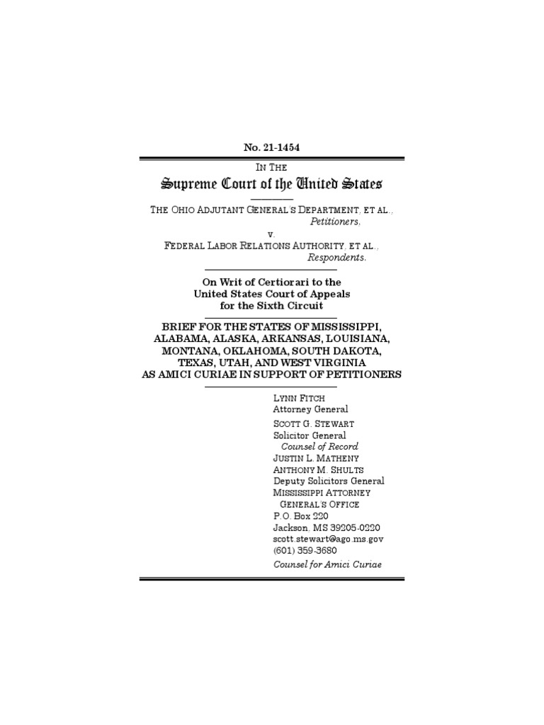 No. 21-1454 States Merits-Stage Amici Brief | PDF | Militia | U.S. State