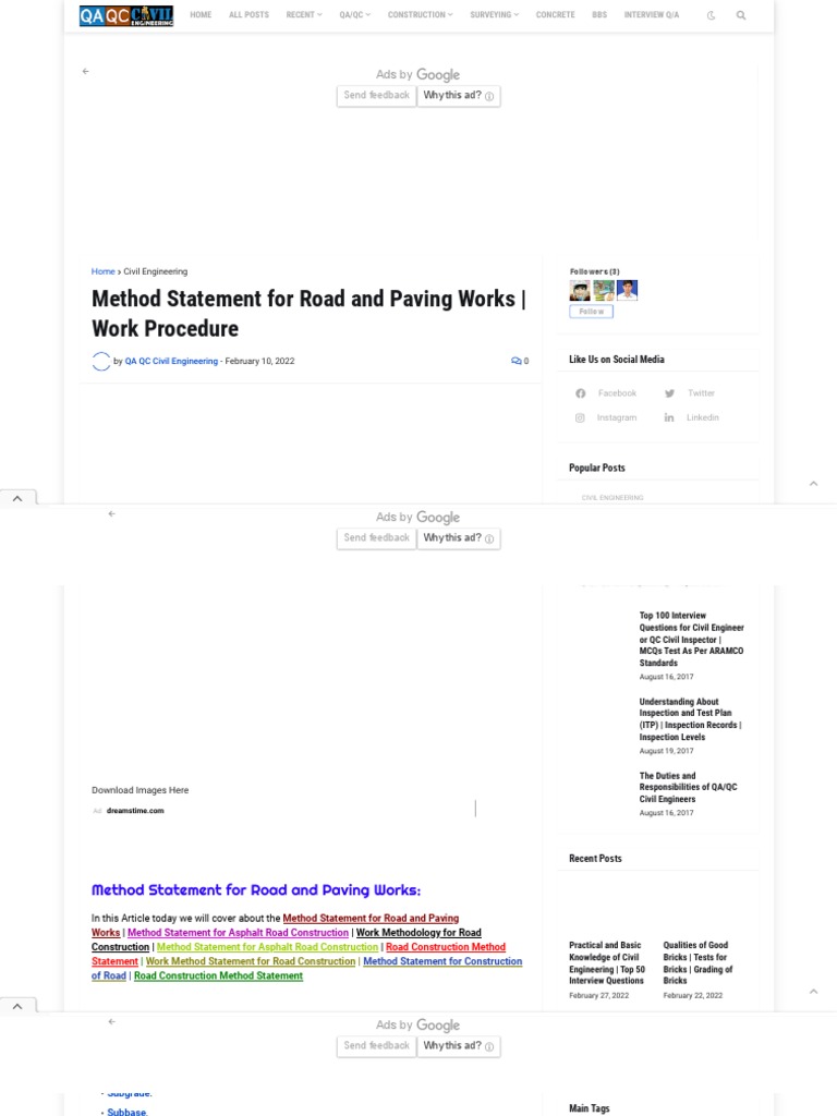 Method Statement For Road and Pavingw Sa Works - Work Procedure | PDF ...