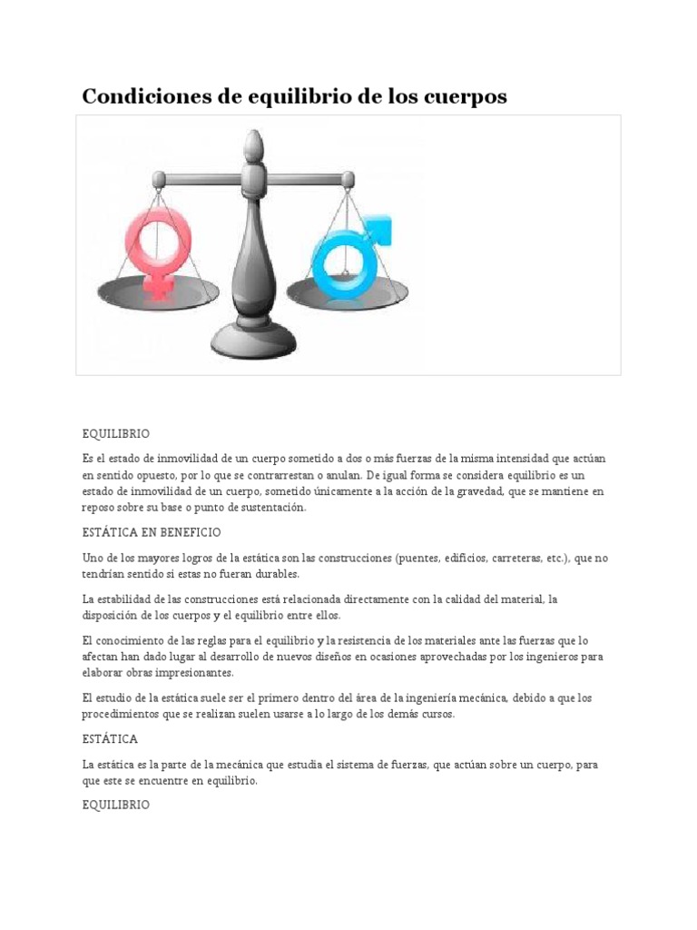 Condiciones de Equilibrio en Física | PDF | Fuerza | Las leyes del ...