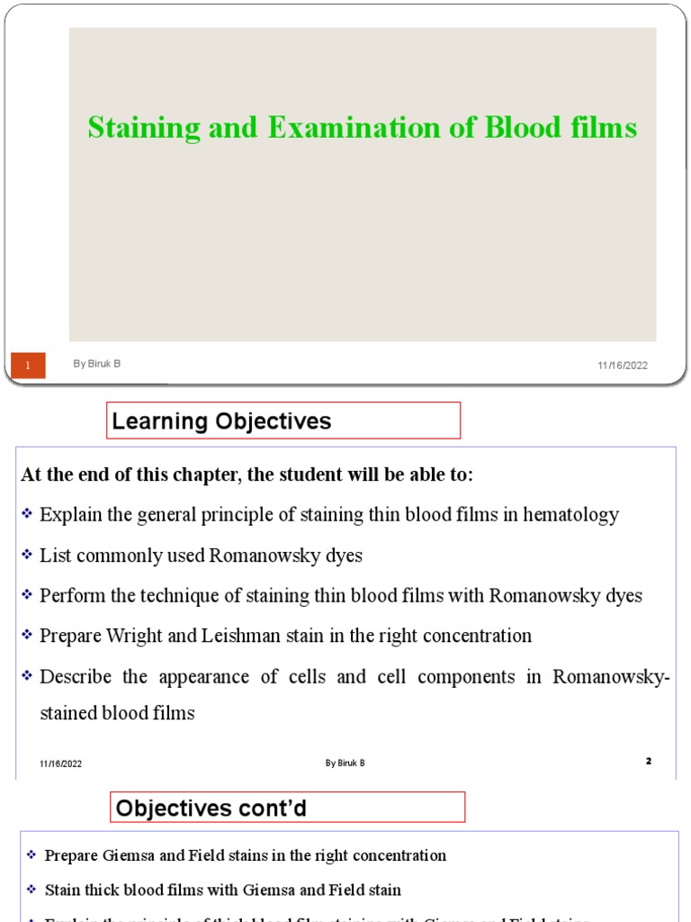 How to Stain Blood Films | PDF | Staining | Anatomy
