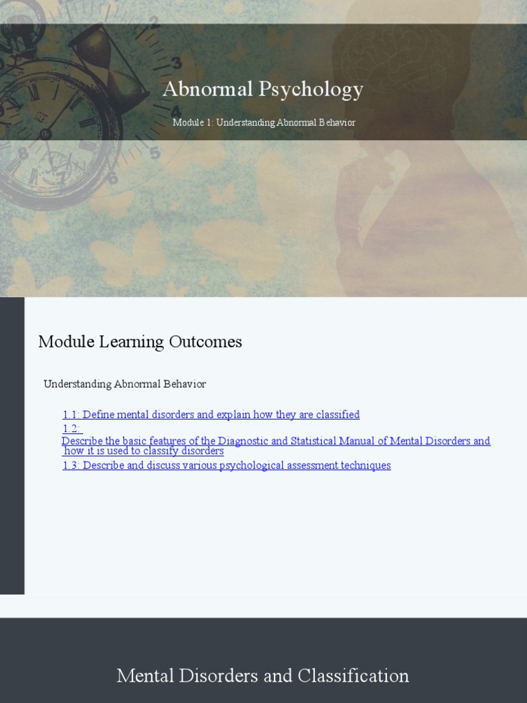 Abnormal Psychology Module 1 Understanding Abnormal Behavior | PDF ...