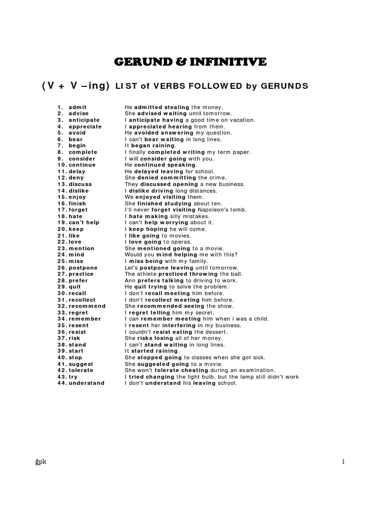 Gerund and Infinitive | PDF | Morphology | Grammar