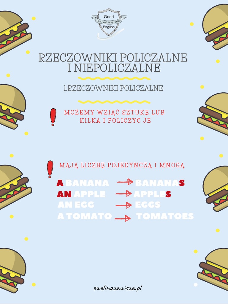 Countable and Uncountable Nouns Food and Drink | PDF