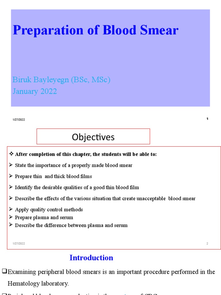 Smear | PDF | Blood Plasma | Anatomy