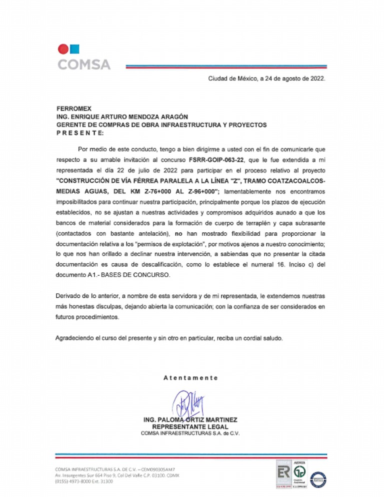 Carta Disculpa FSRR-GOIP-063-22 (76-96) | PDF