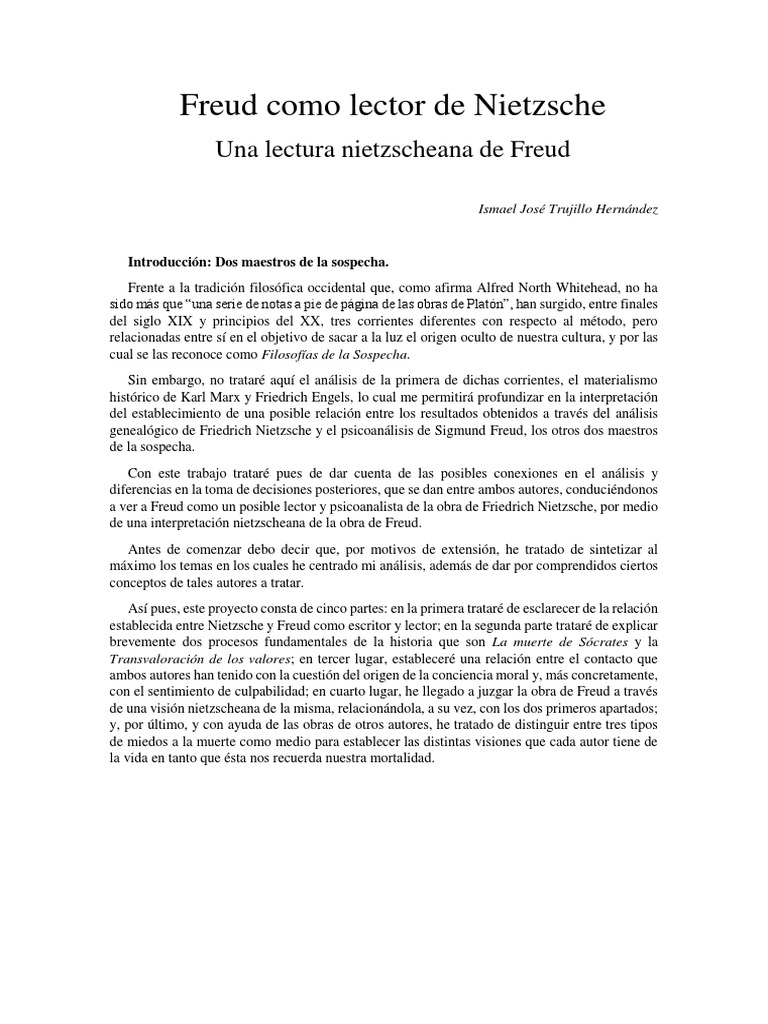 Freud y Nietzsche: Conexiones filosóficas | PDF | Friedrich Nietzsche ...