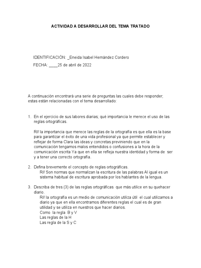 Actividad Reglas Ortograficas 1 | PDF