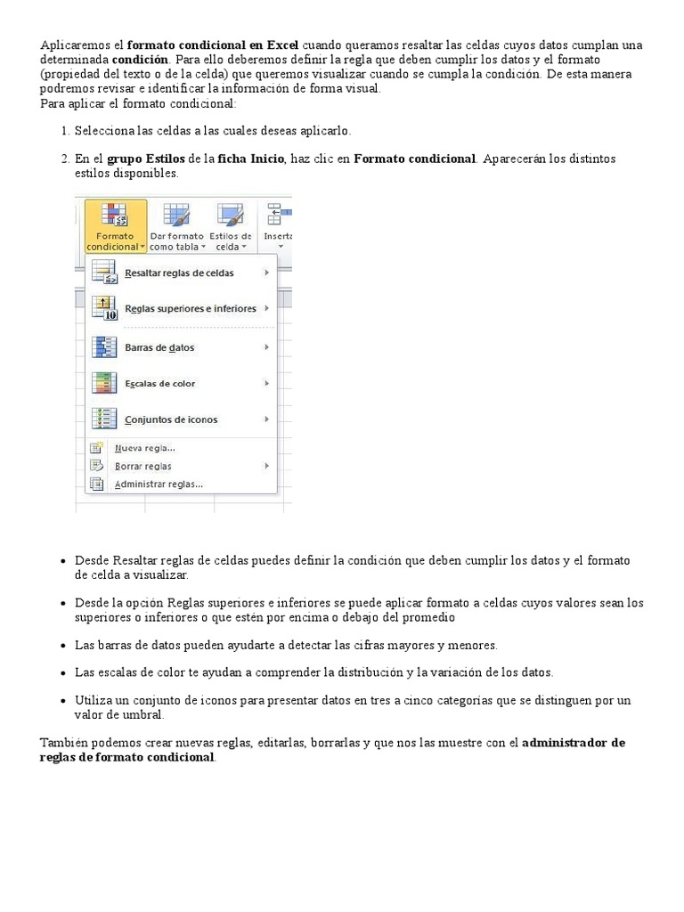 Formato Condicional en Excel | PDF