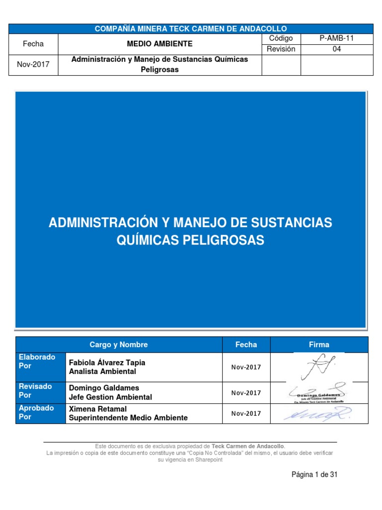 D-308155-P-AMB-11 Administracion y Manejo de SQP.2018 | PDF | Propiedad | Residuos