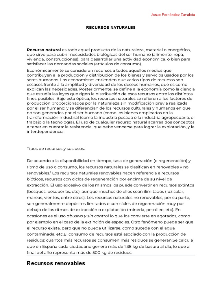 Clasificación de Recursos Naturales | PDF | Tecnología