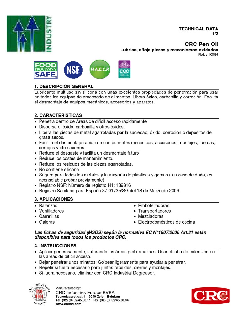 Lubricante Penetrante Pen Oil FPS 400ML | PDF | Lubricante | Química